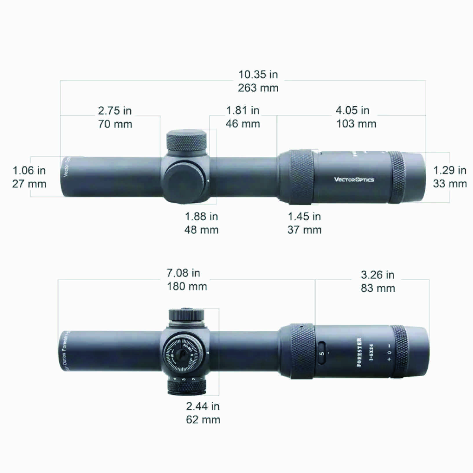 Mira Telescópica 1- 5X 24 VECTOR OPTICS FORESTER Gen II – Mundo Nautico